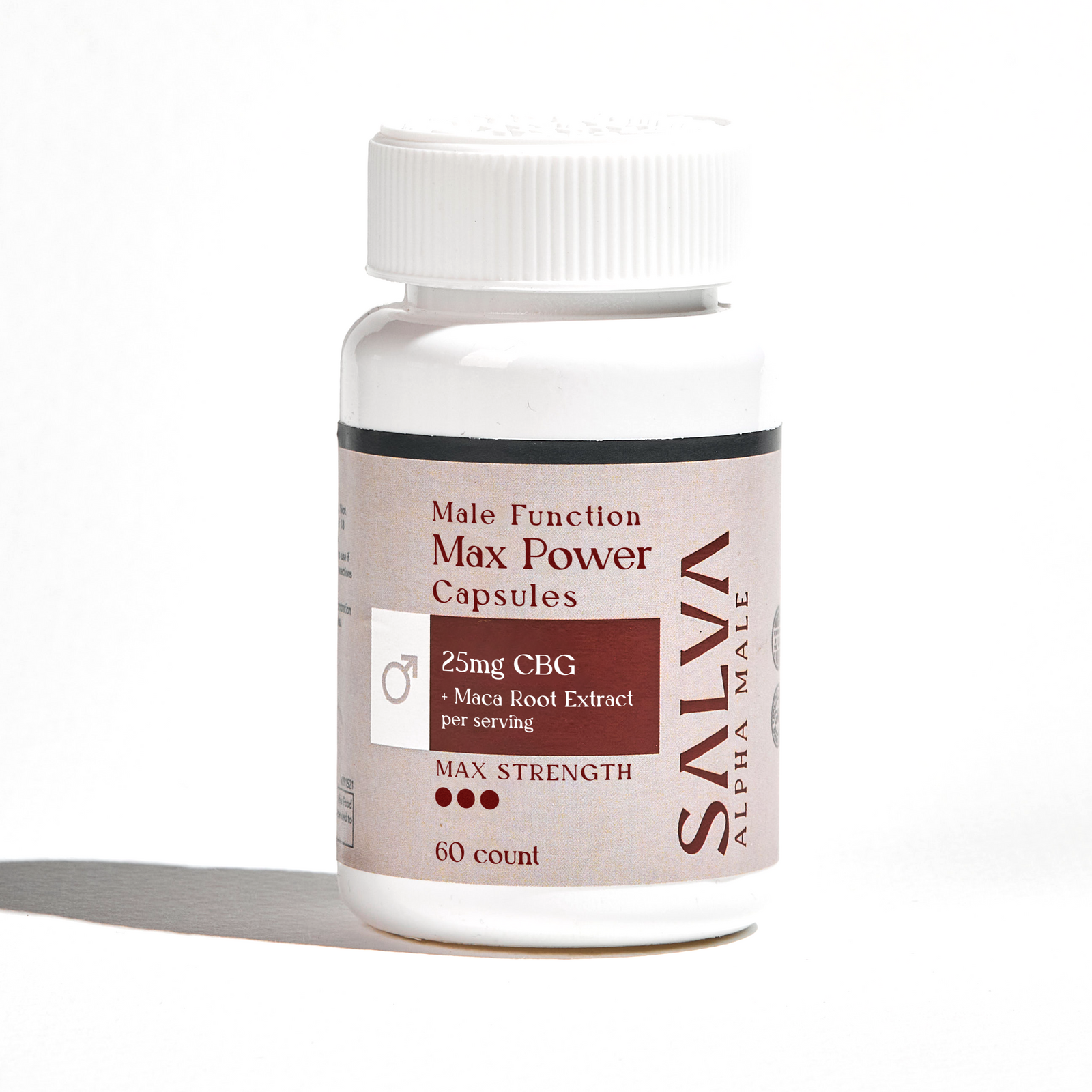 SALVA Alpha Male Max Power Capsules: 25mg CBG + Maca Root Extract (60